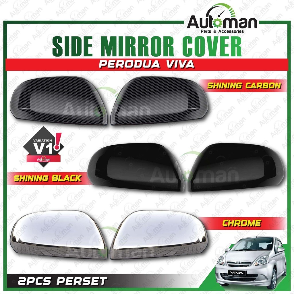 Perodua Viva Side Mirror Cover Carbon Shining Carbon fiber Matte Black ...