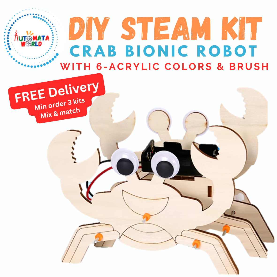 Automata World Bionic Crab DIY STEM Kit, STEAM DIY Kit, Children Party ...