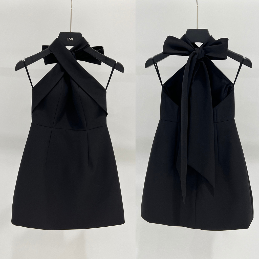 Lism D-093 ชุดเดรสสั้นผูกคอโบว์ | Lazada.co.th
