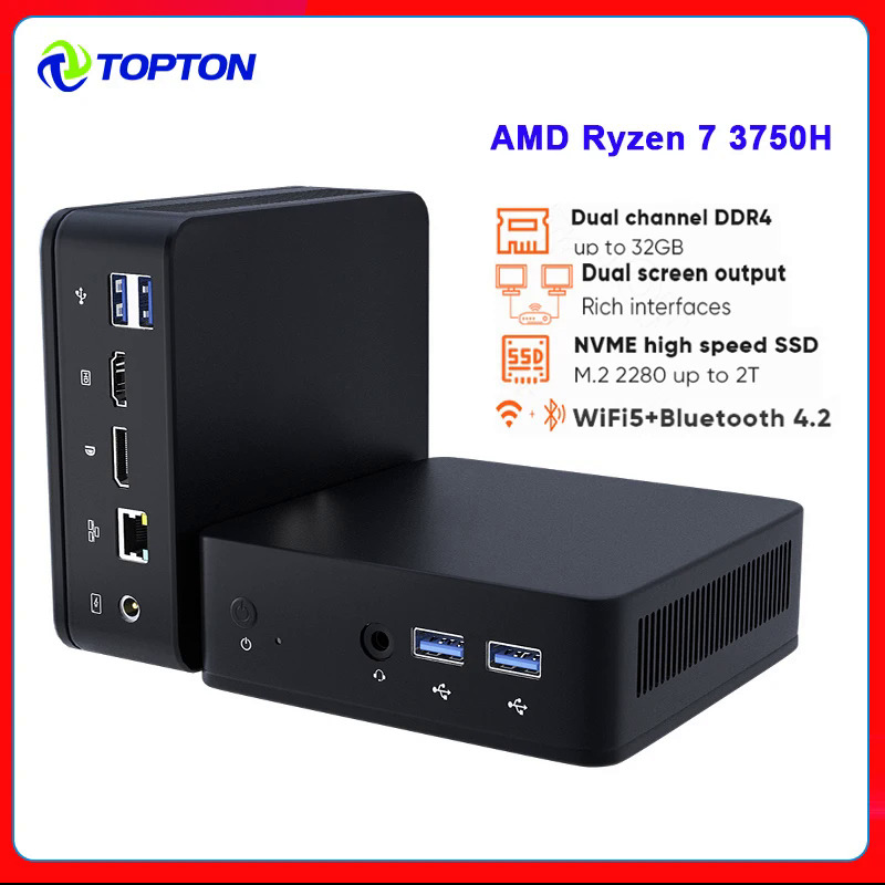 New Product Topton 2023 New Mini PC AMD Ryzen 7 3750H 5 3550H Barebone Computer Windows 11 ...