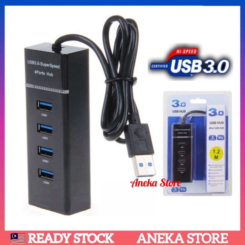 🔥READY STOCK🔥 4 Ports USB Hub 3 5Gbps Long Cable Transmission Charger ...