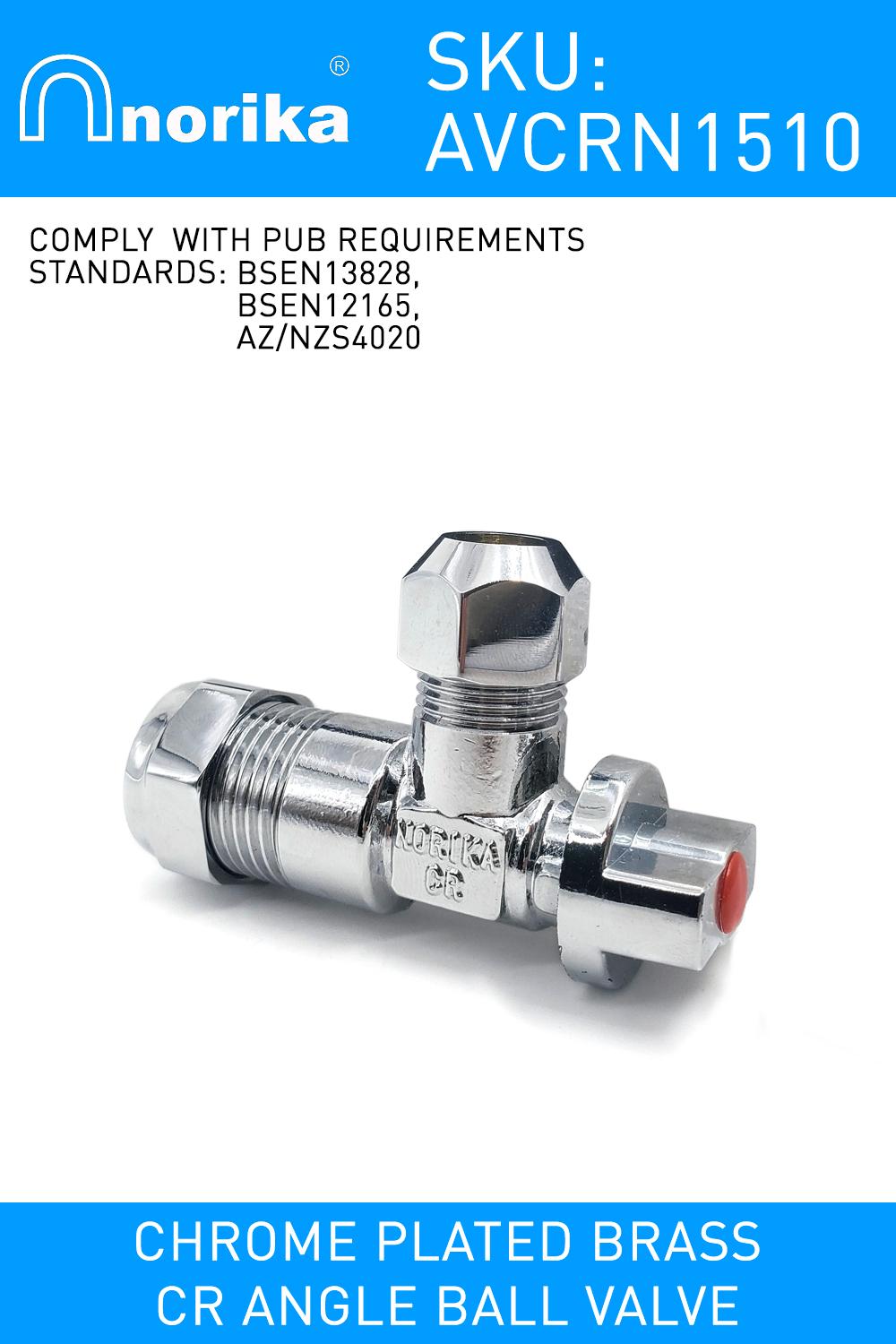 "NORIKA®" Brass Chrome Plated 1/2''x3/8'' or 1/2''x1/2'' Angle Valve ...