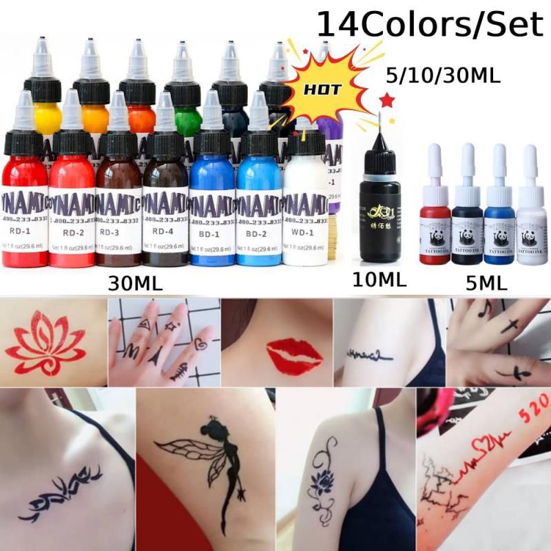 14Colors 5/10/30ml/Bottle Professional TattooInk For Body Art Natural Plant Micropigmentation ...