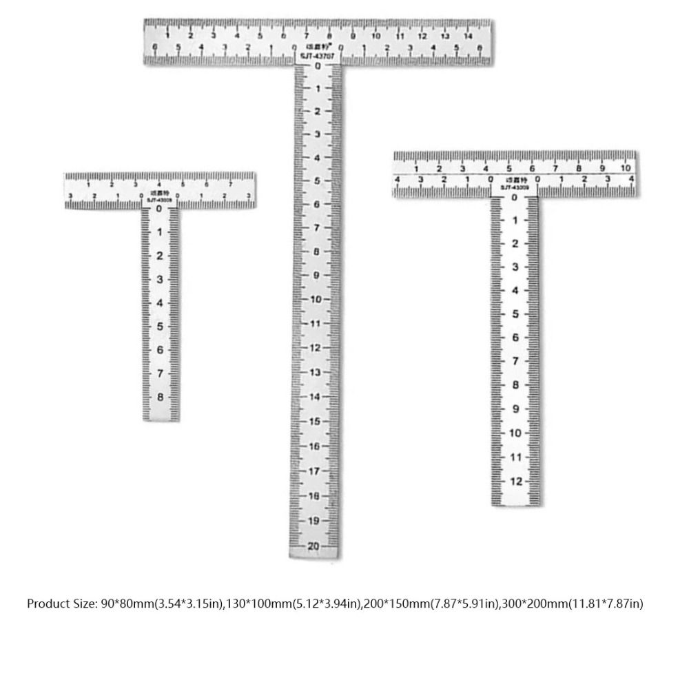 Layout Stainless Steel T-Shaped Ruler Measuring Tool Sturdy Right Angle ...