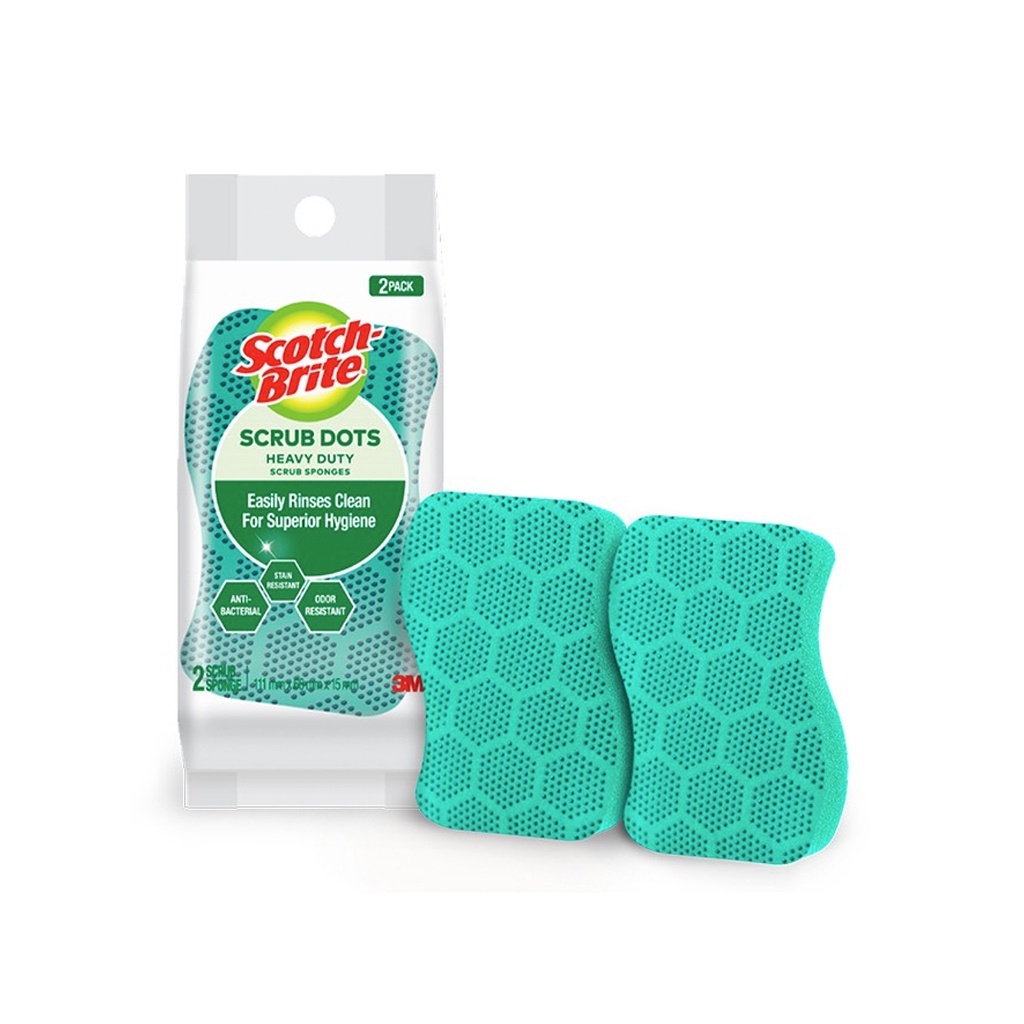 3M Scotch Brite Scrub Dots Non-Scratch Antibacterial Scrub Sponge ...