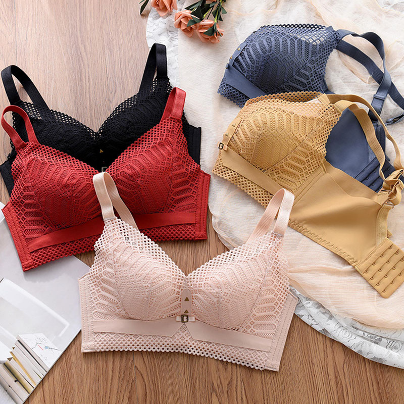 Bra for Women Red Sexy Bralette Wireless Seamless Cotton Cup A B ...