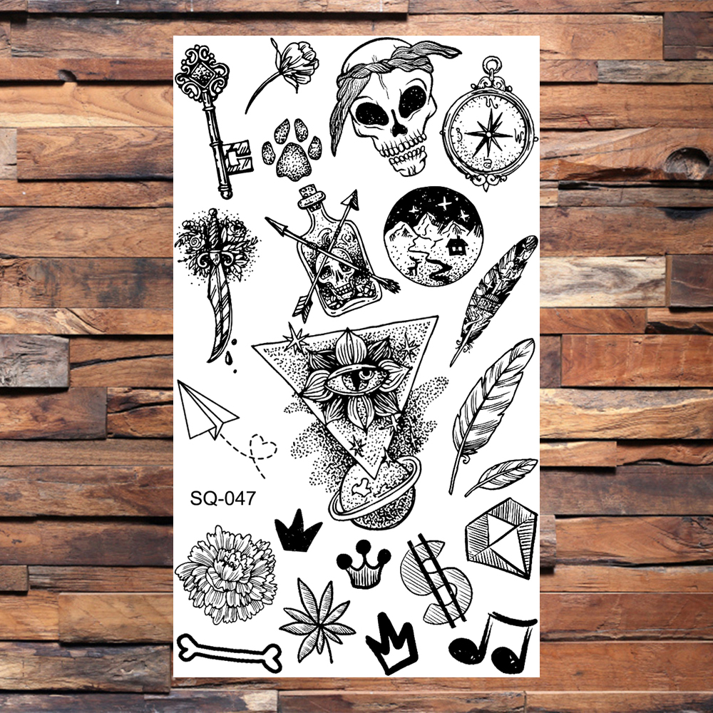 Pirate Acnhor Compass Temporary Tattoos For Men Realistic Skull ...