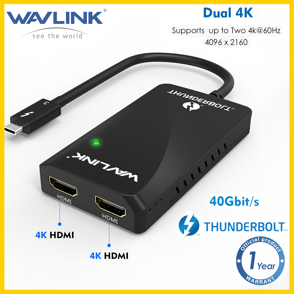 Wavlink Thunderbolt 3 to Dual HDMI Converter Adapter for Mac and ...