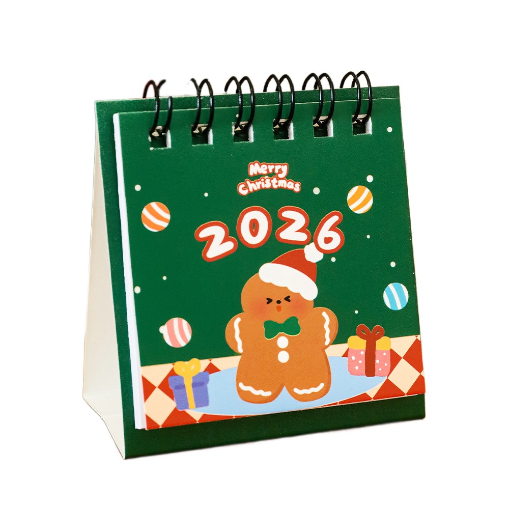 Cute Christmas 2026 Desk Calendar Coil Binding Portable Schedule ...