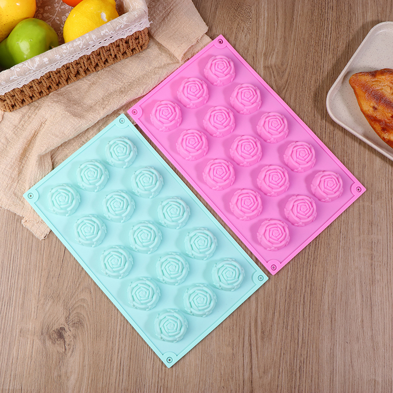 【Eco-friendly】 15 Cavity Rose Shape Mold Chocolate Candy Pudding Making ...