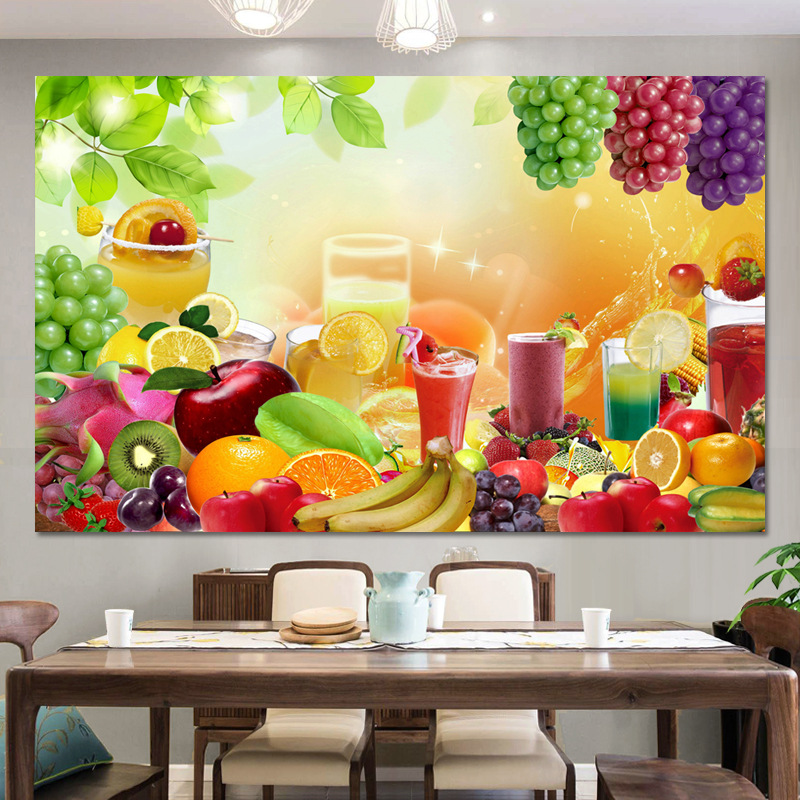 Big Size Fruit Juice Canvas Painting Modern Kitchen Fruit Shop Wall ...