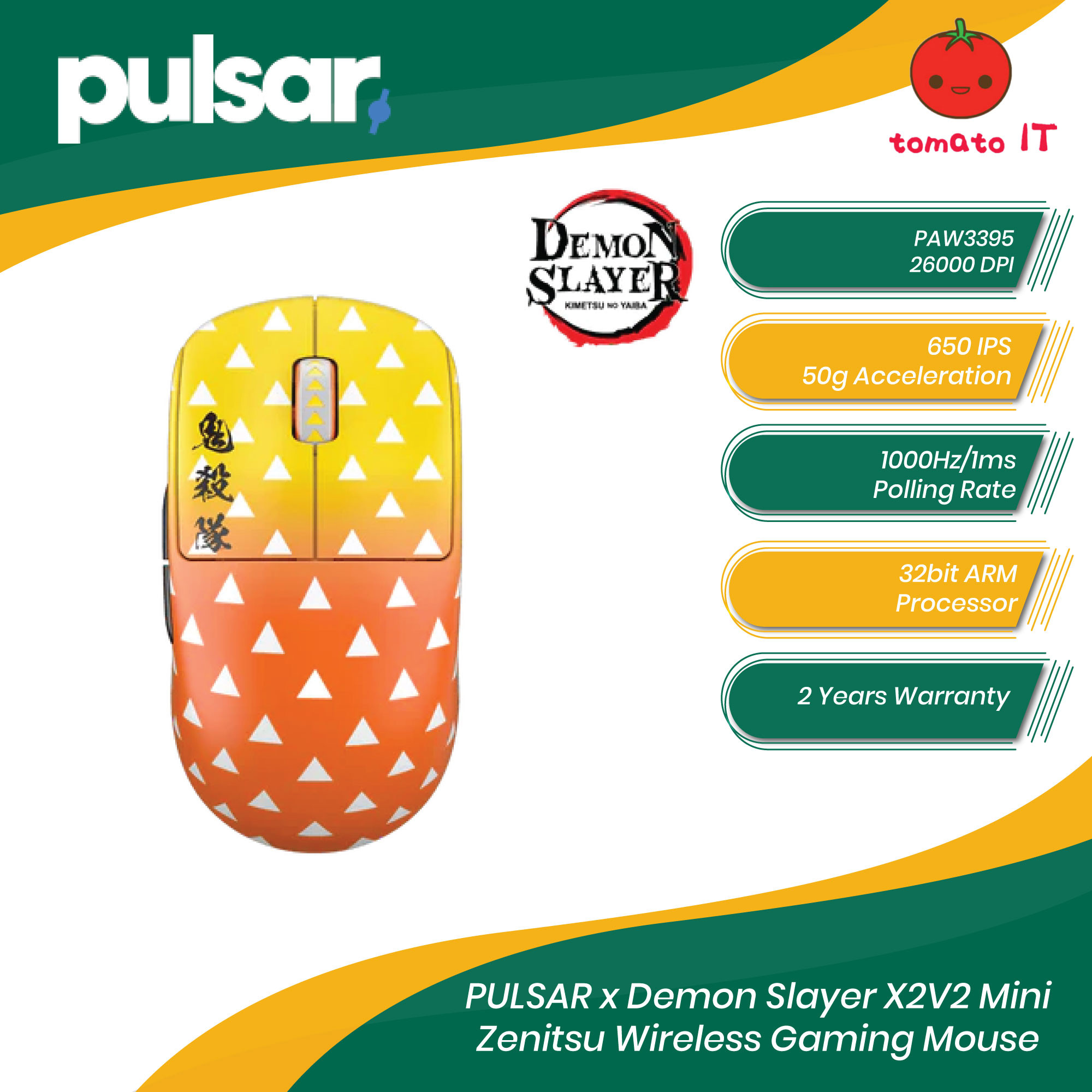 PULSAR x Demon Slayer X2V2 Mini Zenitsu Wireless Gaming Mouse | Lazada