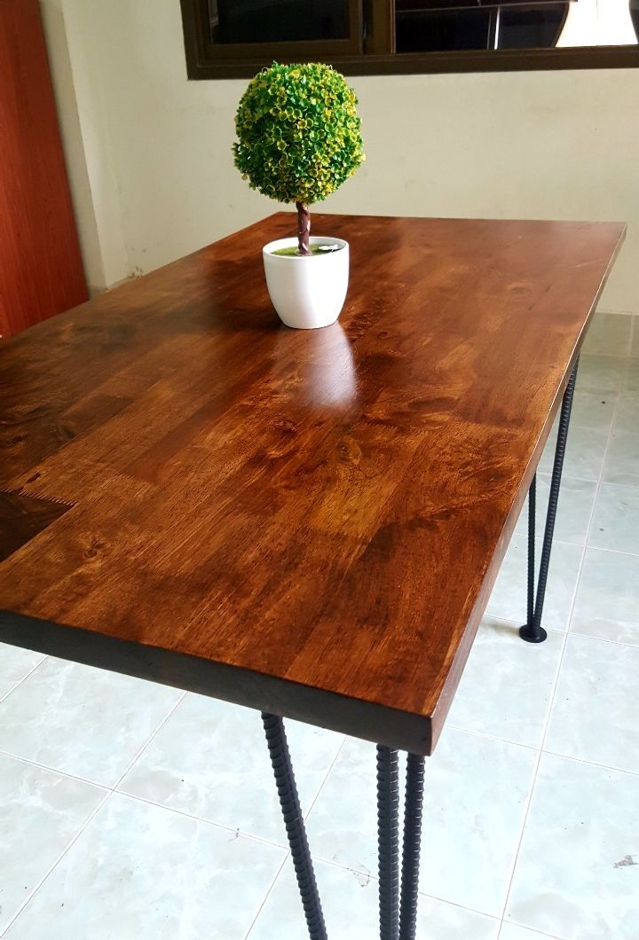 MPT2Wood-Steel โต๊ะลอฟท์ Loft DIY โต๊ะกินข้าว โต๊ะทำงาน ไม้จริง MPT-84 ...