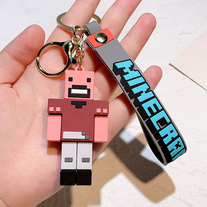 【Free shipping】 New 3D Game Minecraft PVC Keychain Ainme Steve Creeper ...