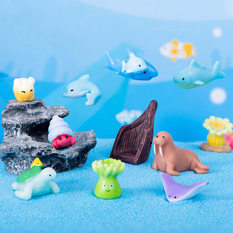 Mini Ocean Figurine Resin Ornaments Cute Marine Life Sea Animals Tiny ...