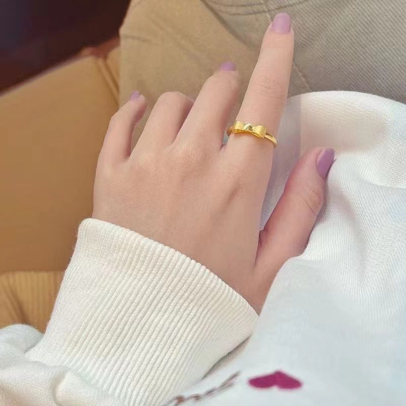 Golden Bow Ring Female Niche Design Ins Tide Ring Advanced Sense ...