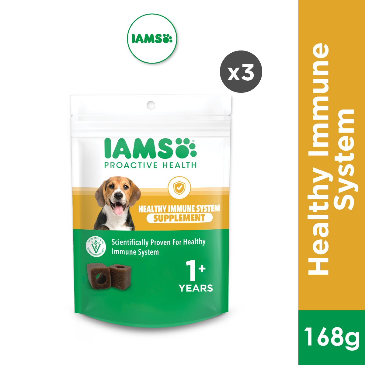 IAMS Dog Supplements - Chewable Chicken-Flavored Supplements for Immune ...