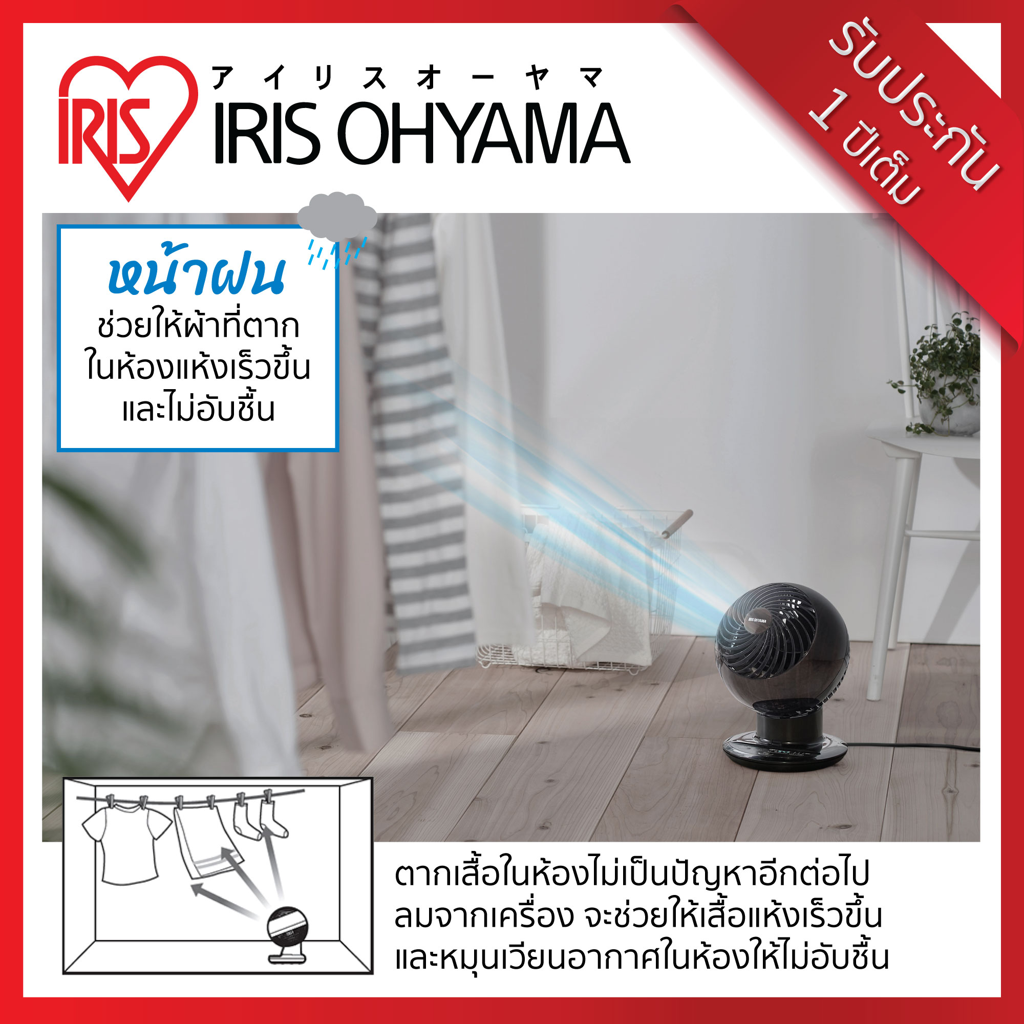 พัดลมหมุนเวียนอากาศ พัดลมตั้งโต๊ะ ไอริส โอยามะ IRIS OHYAMA WOOZOO รุ่น PCF-SC15T Wood Matt ...