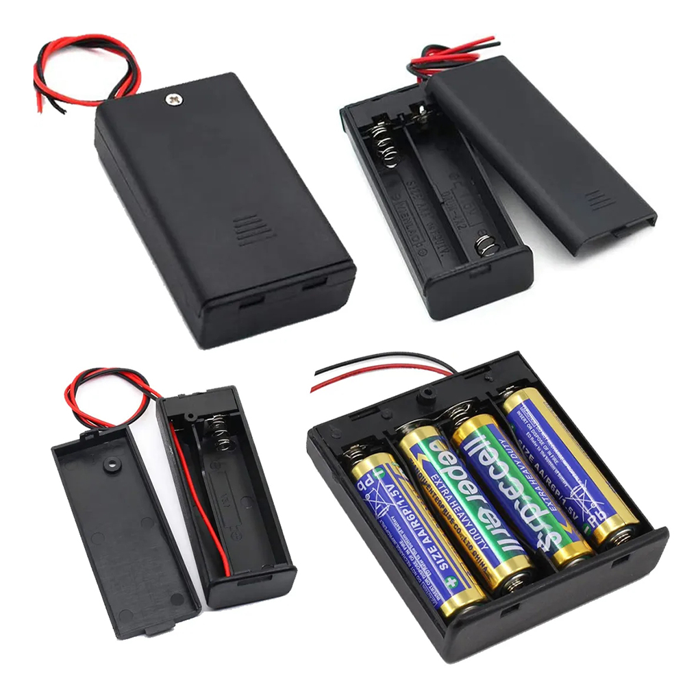 1/2/3/4 Aa Holder With Switch Case Holder With Cover 1.5v Aa Storage ...