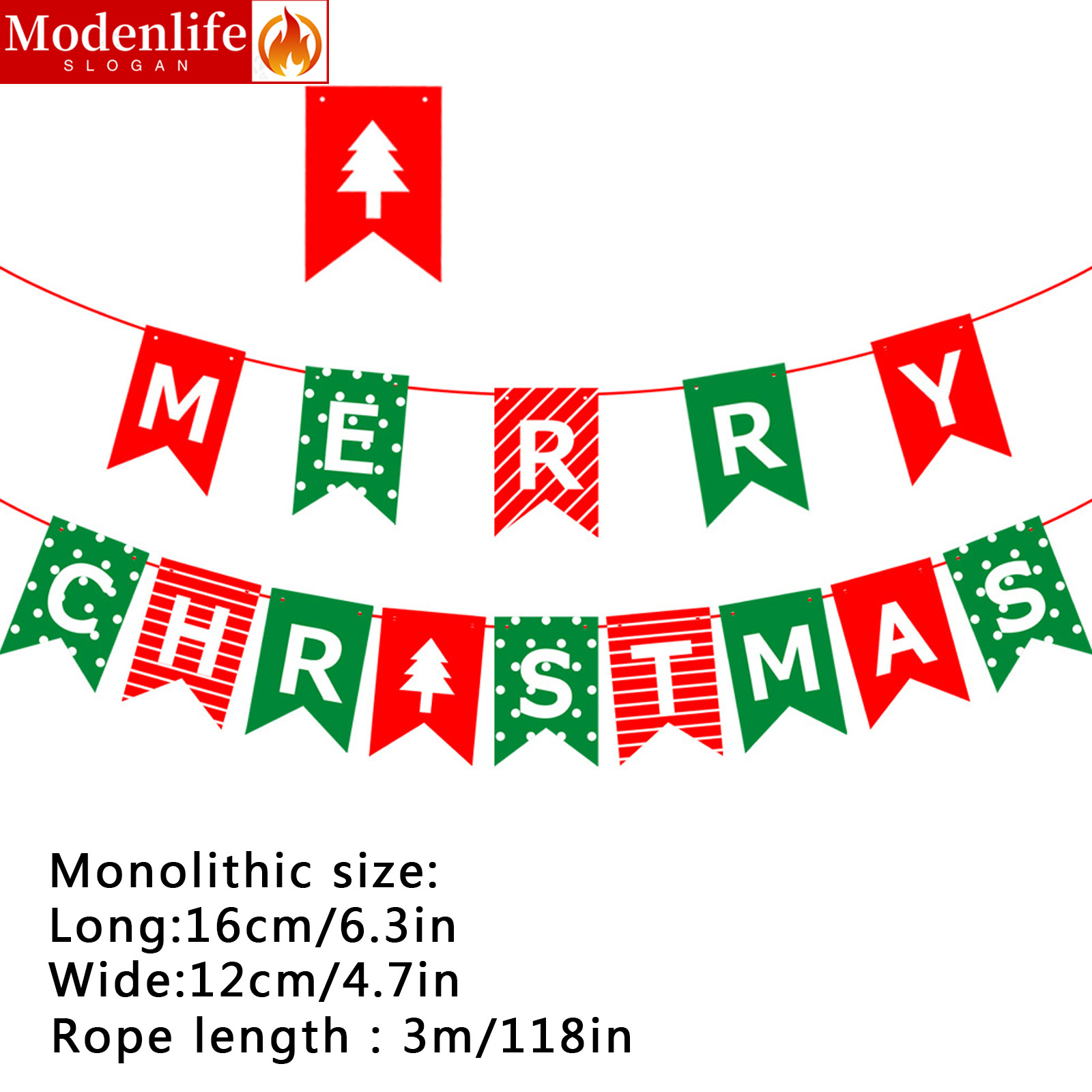 [Modenlife] แบนเนอร์ป้ายคริสต์มาสซานตาคลอสกระดาษธงตุ๊กตาหิมะ3M ...