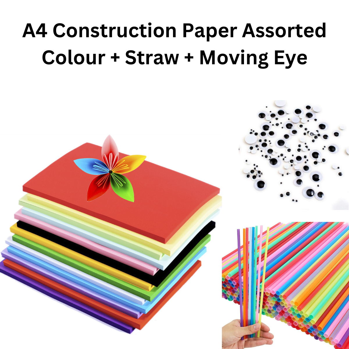 A4 Construction Paper Assorted Colour + Straw + Moving Eye | Lazada ...