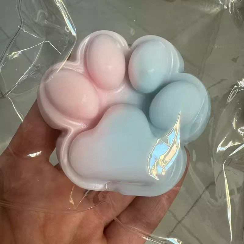 Cute TPR Gradient Taba Squishy Cat Paw Squeeze Toys Slow Rebound Stress ...