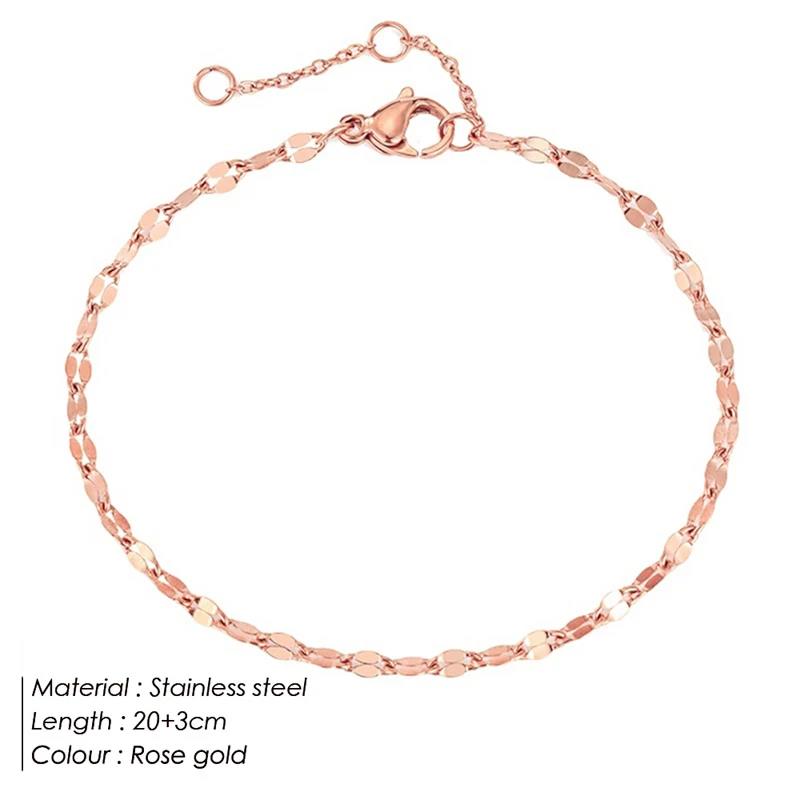 316 l stainless steel Minimalist golden Chains Anklets For Women Girls ...