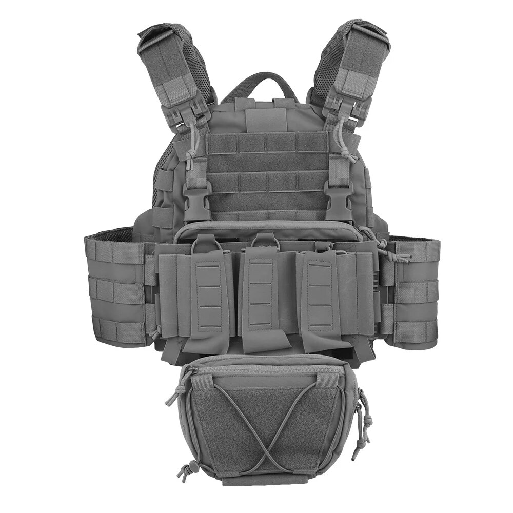ARC Tactical Vest Plate Carrier Elastic Triple MAG Front Panel Quick ...