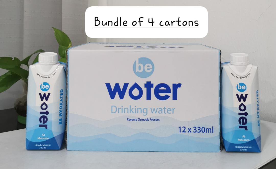 beWater Drinking Water Tetra Pak 330ml (Bundle of 4 cartons) 48 packets ...