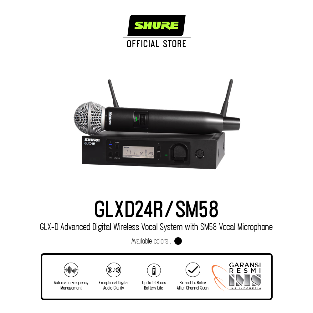 SHURE GLXD24RA/SM58 WIRELESS MICROPHONE, VOCAL SYSTEM WITH SM58 ...