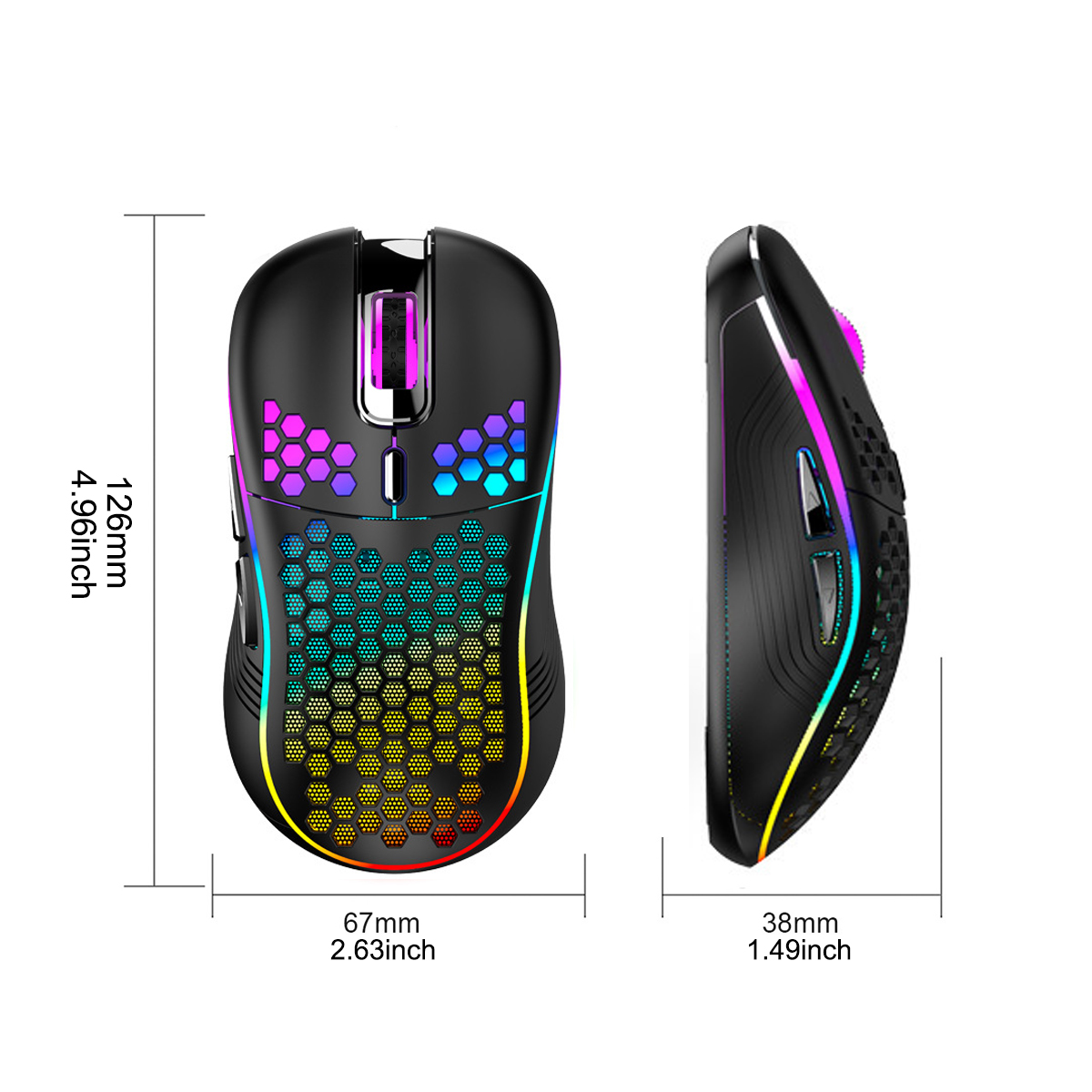 Wireless Gaming Mouse Mouse with Honeycomb Side Buttons Wireless Mouse ...