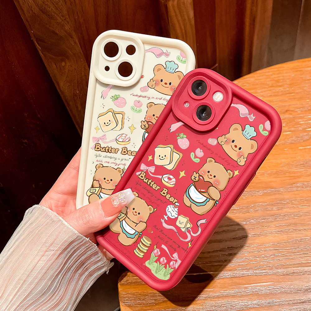 Jizetin for iPhone 16 Pro Max 16 Plus Back Cover Butter Bear Ladder ...