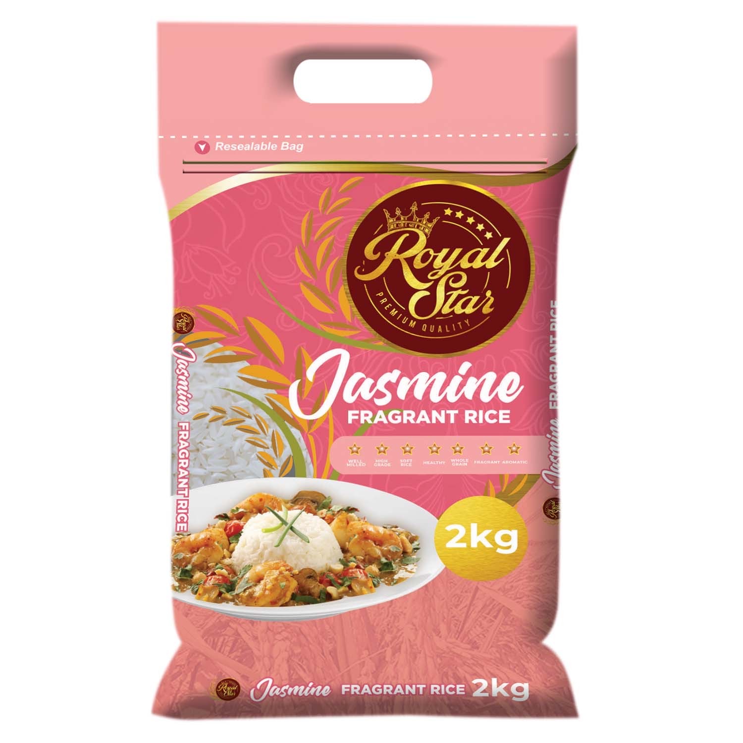 Jasmine Royal Star Fragrant Rice 2kg( Long Grain, Soft Rice, Super ...