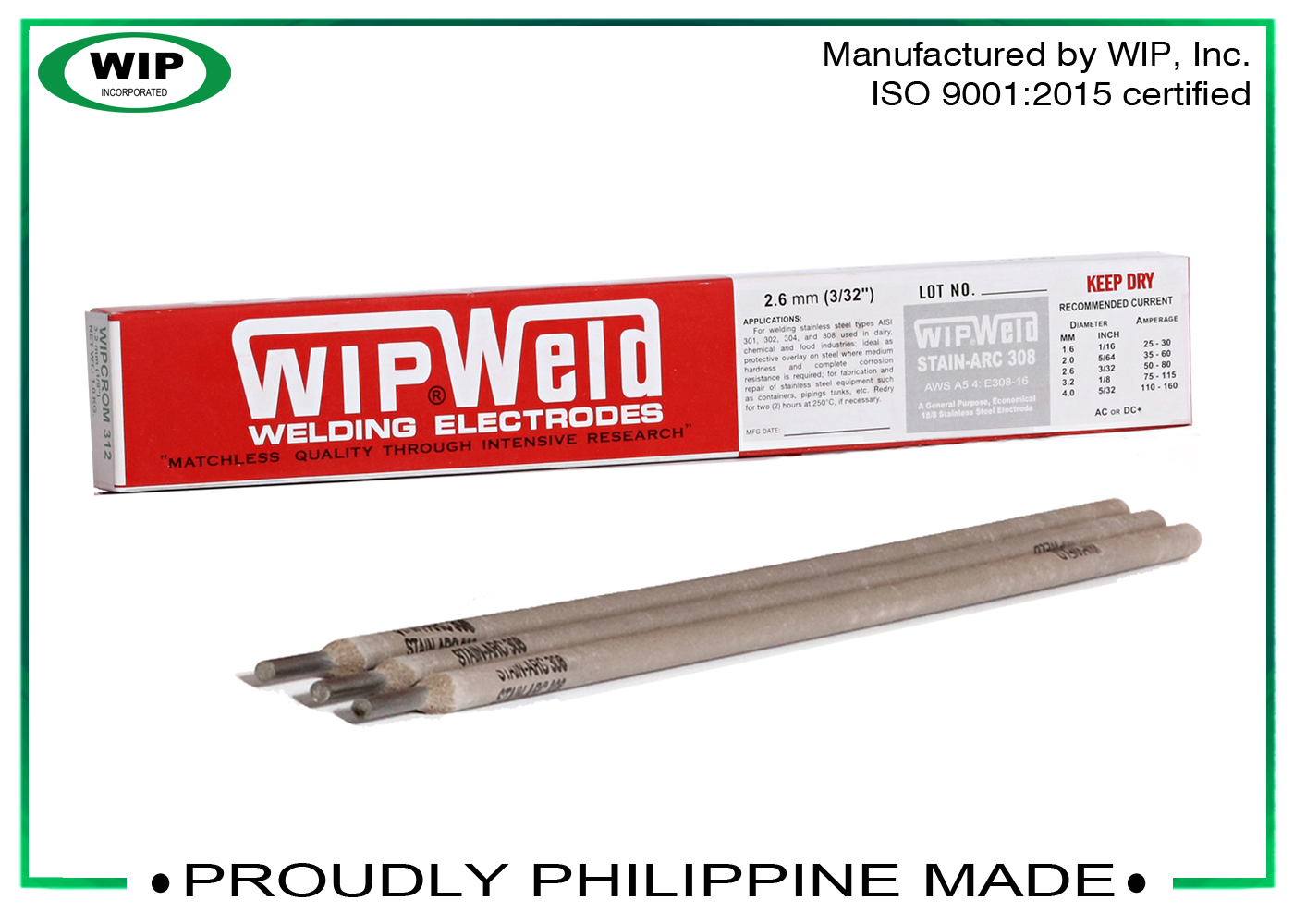 WIPWeld Stain Arc 308 (AWS E308-16) Stainless Steel Electrodes ( 1 kg ...