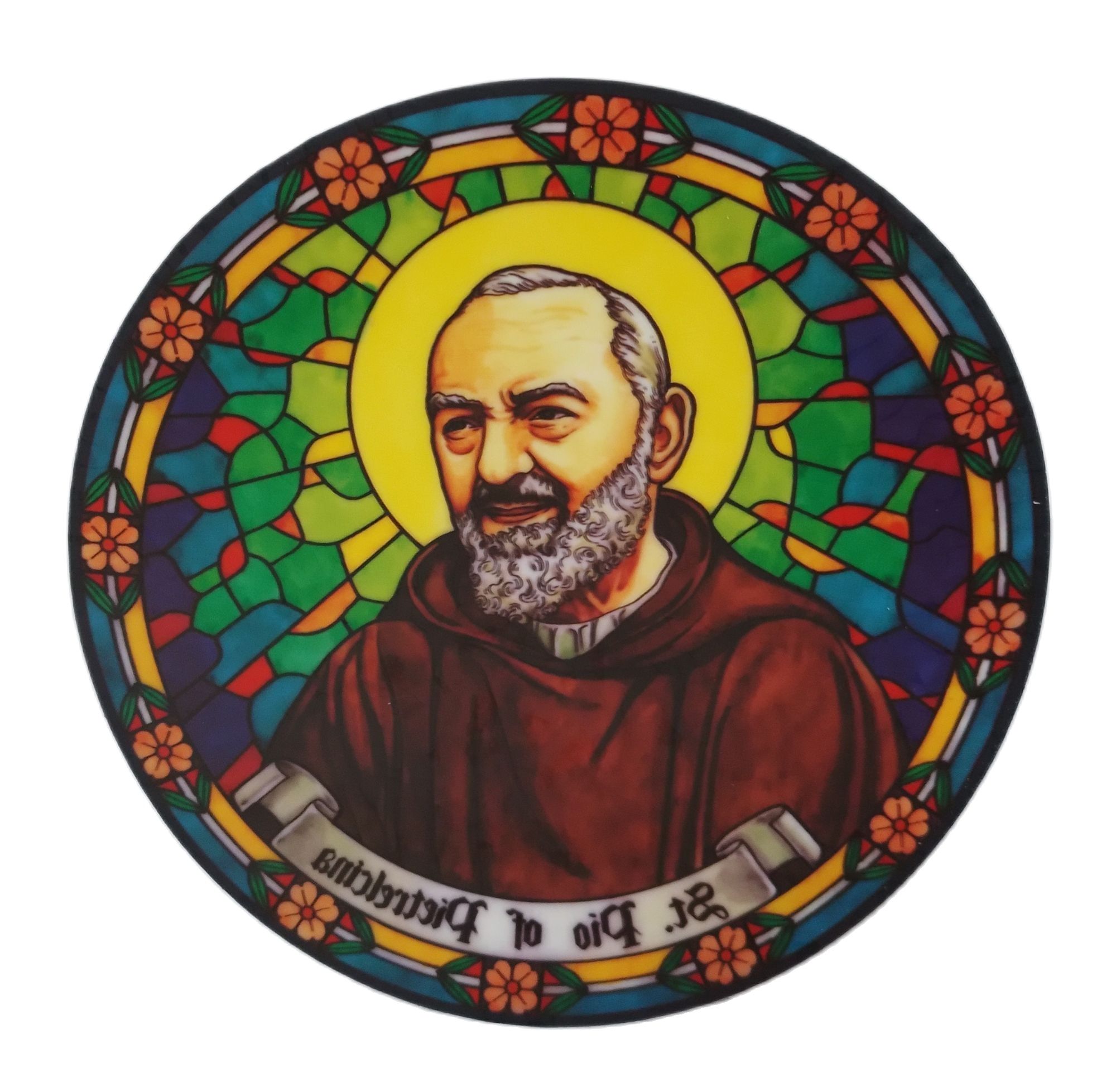 ST. PADRE PIO OF PIETRELCINA (A Stained Glass Sticker Suncather ...