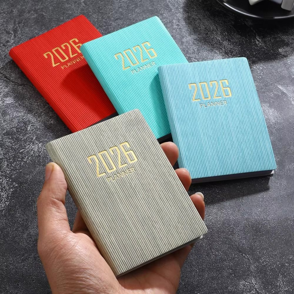 2Pcs Journal 2026 A7 Planner Book Mini Portable Thin Design Agenda Book ...