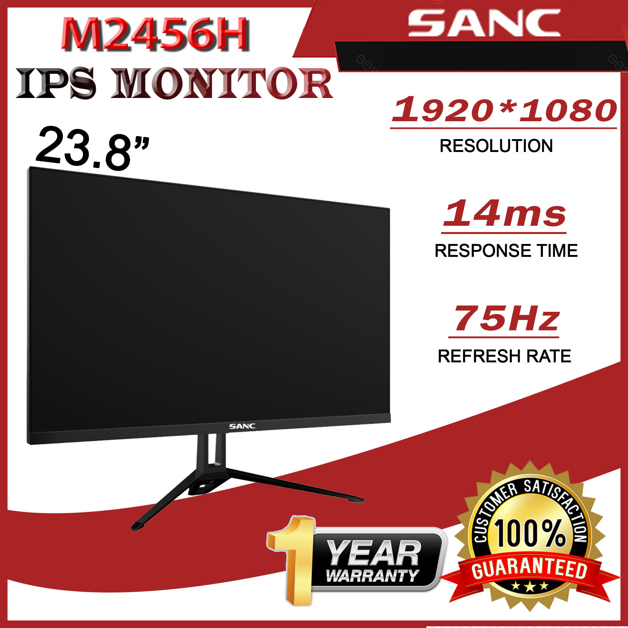 SANC M2456H 75HZ 23.8 1920*1080 Resolution Full HD IPS MONITOR for Gaming 14ms Response Rate ...