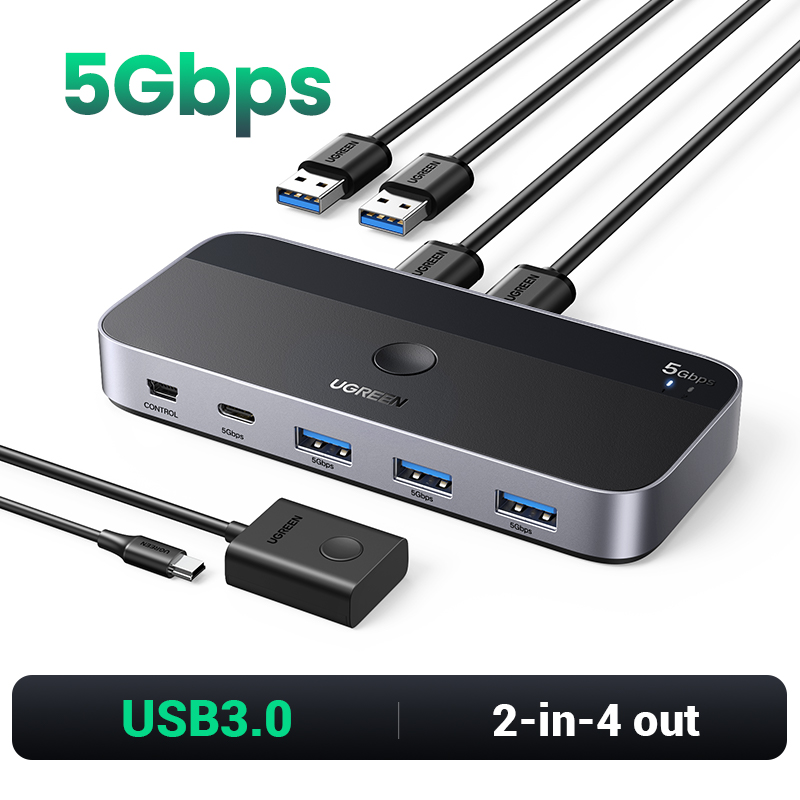 UGREEN USB 3.0 Sharing Switch, 2 Computers 1*USB C Port 3*USB A Port ...