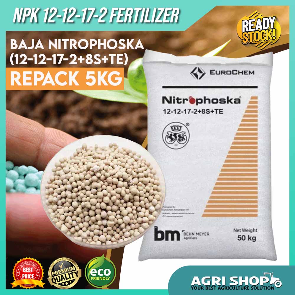 Agrishop Fertilizer Nitrophoska Blue BEHN MEYER 12-12-17-2 (5KG) Baja ...