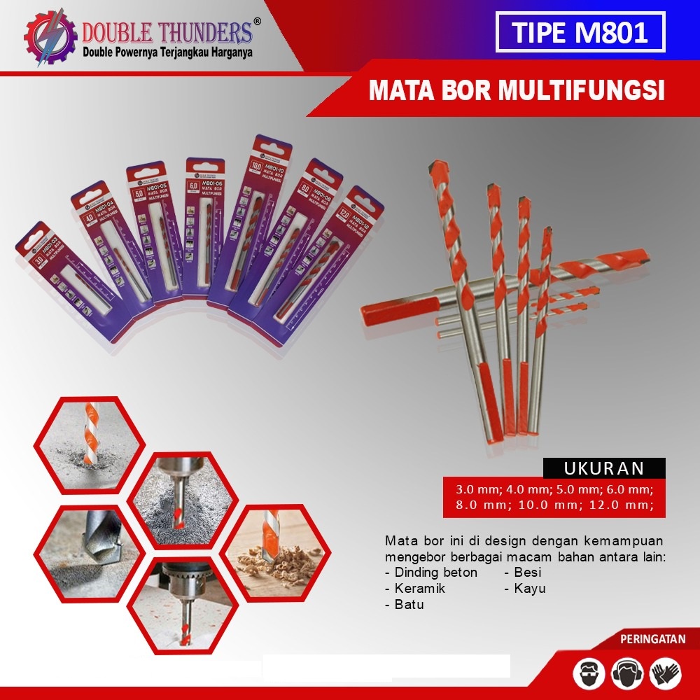Mata Bor Multifungsi Besi / Beton / Keramik Double Thunder Drill Bits | Lazada Indonesia