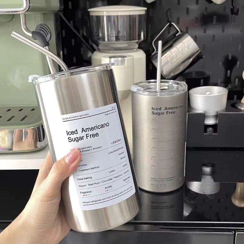 Coffee Cup Thermal Bottle Stainless Steel Iced Coffee Mug Travel Coffee ...