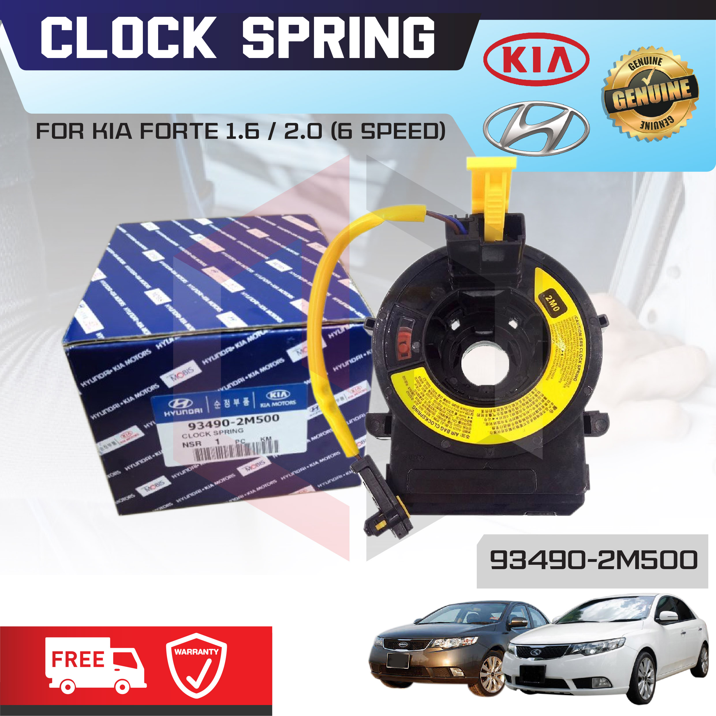 KIA HYUNDAI FORTE 1.6 2.0 6 SPEED SPORTAGE TUCSON CLOCK SPRING 93490-2M500 Airbag Horn Hon Air ...