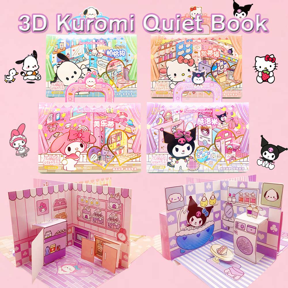 Anime Sanrio Sticker Three-dimensional Quiet Book Creative Pattern Diy ...