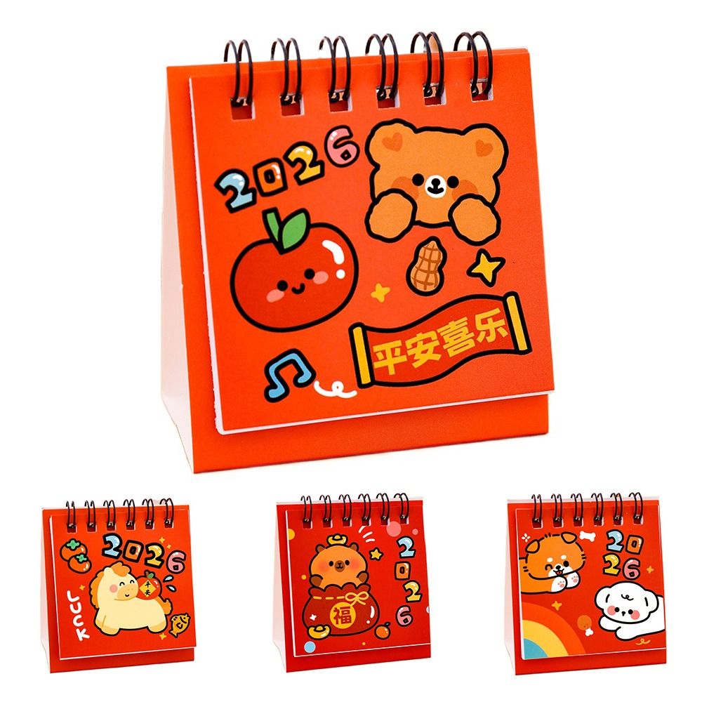 Cute New Year 2026 Desk Calendar Coil Binding Cartoon Schedule Planner ...