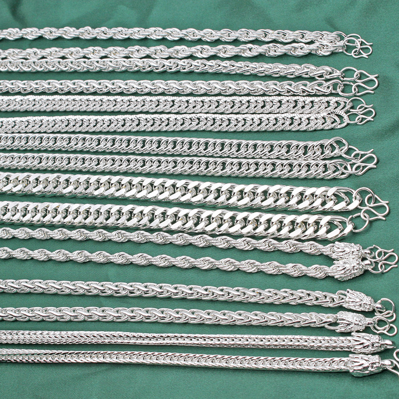【Innovative designs】Silver Plated Necklace Men's Trendy Hip Hop Punk ...