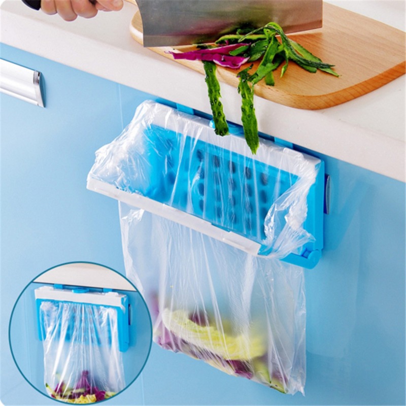 Stainless Steel Kitchen Trash Bag Holder Door Hook Garbage Bags Hanger ...