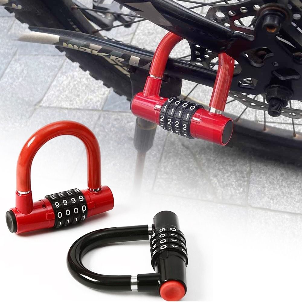 Durable Anti Theft Bicycle Lock U Shape 4 Digit Code Password Lock Zinc ...