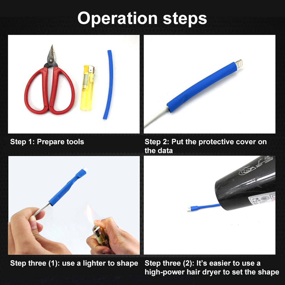 5pcs Cable Protector Heat Shrink Sleeve Saver Cover Usb Charger Cord ...