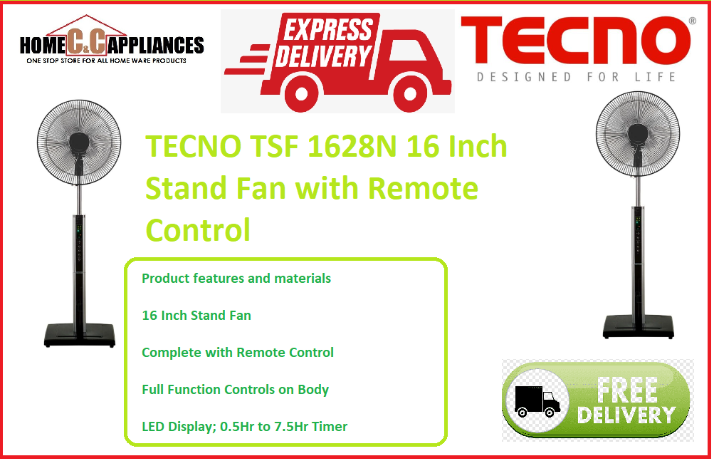 Tecno TSF 1628N 16 Inch Stand Fan with Remote Control / FREE EXPRESS ...