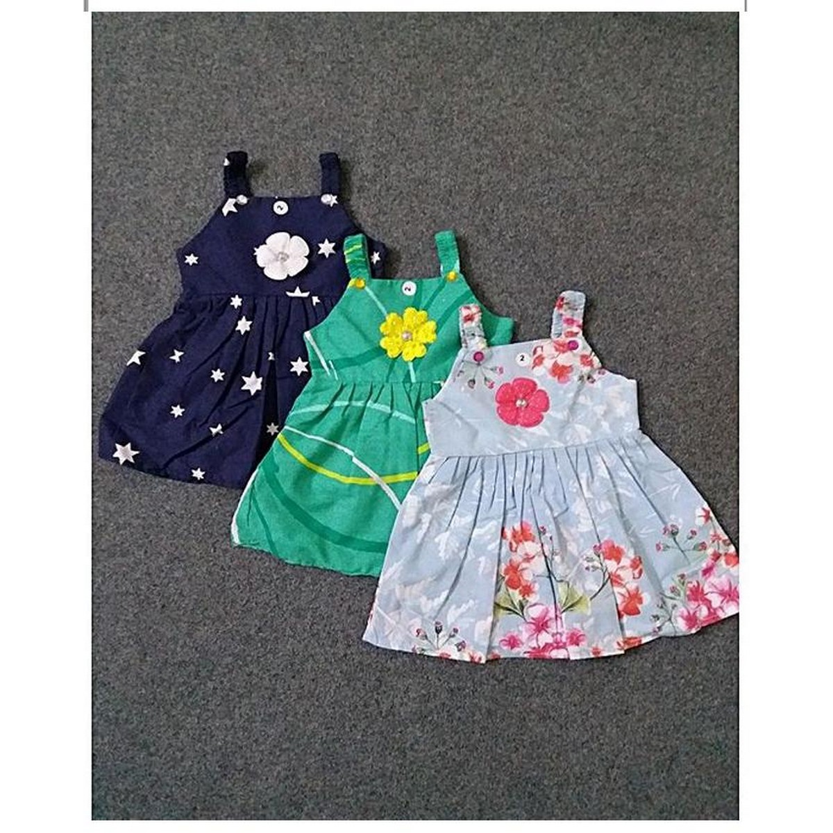 Pack Of 3 - Cotton Printed Summer Baby Frocks - Multicolor Multi Design ...